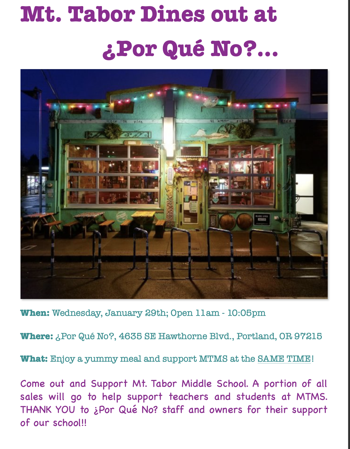 This week at MTMS : January 21st – 24th – Mount Tabor Middle School PTA